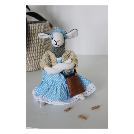 Weighted Stuffed Animal Sheep Toy Lamb Doll With Clothes in - Etsy