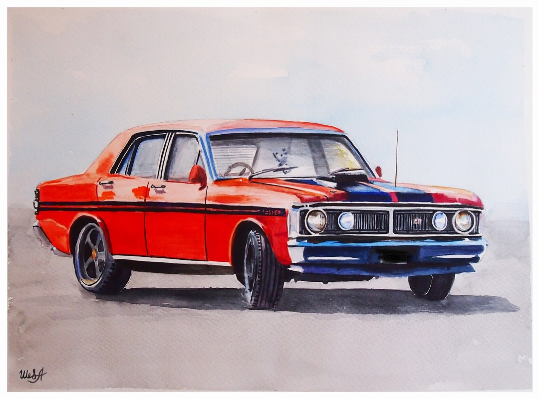 Custom Hand Drawn Car Portrait, Watercolor Car Portrait, Commissioned ...