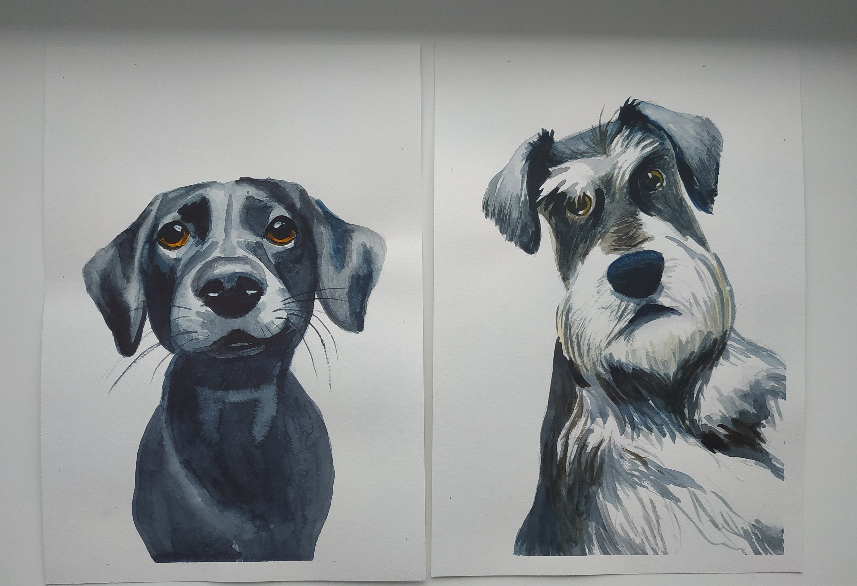 Personalized dog and cat art Dog portrait custom painting | Etsy