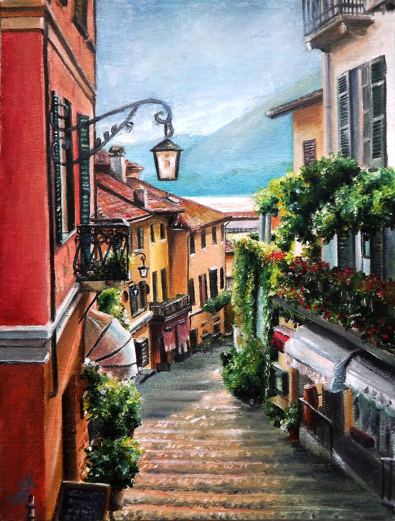 Italian Street Scene Paintings Custom Oil Painting Wall Art - Etsy
