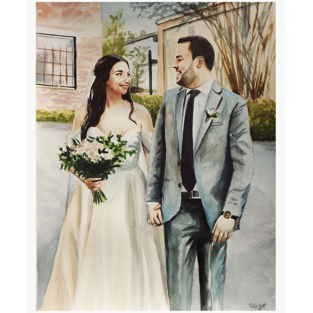 Custom Wedding Painting From Photo Hand Painted Watercolor Couple ...