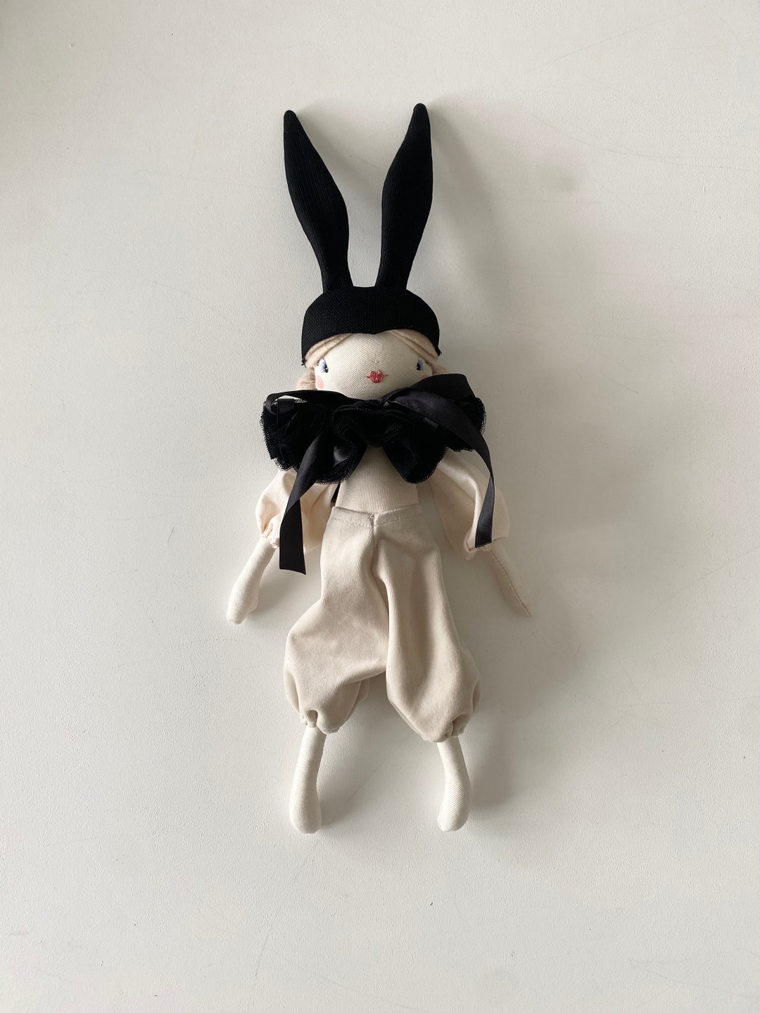 Beautiful Handmade Mini Circus Doll With Bunny Ears Hat, Almond Hair ...