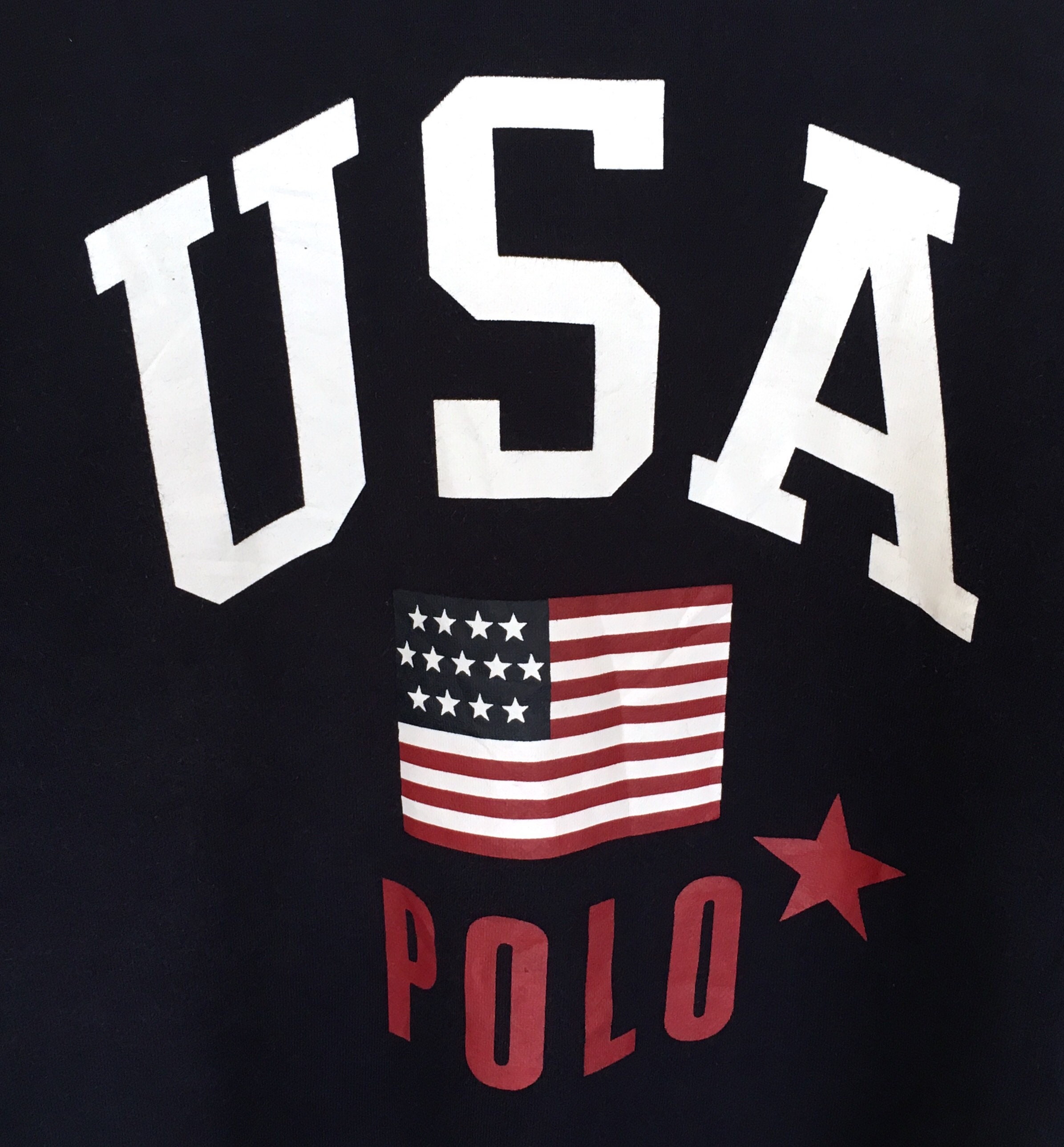 Vintage Polo Ralph Lauren USA Polo Flag Logo Spellout Pullover Jumper ...