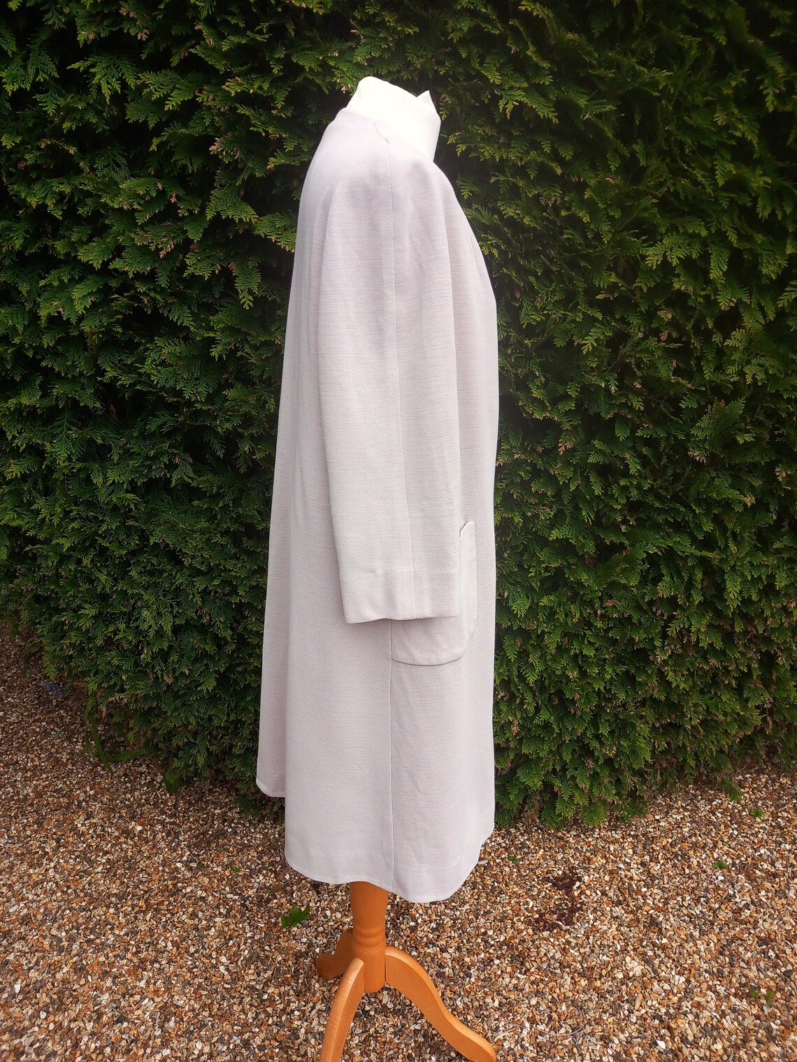 Vintage Retro 1960s 1970s Elegant Courtelle Long Grey Open Front Coat ...