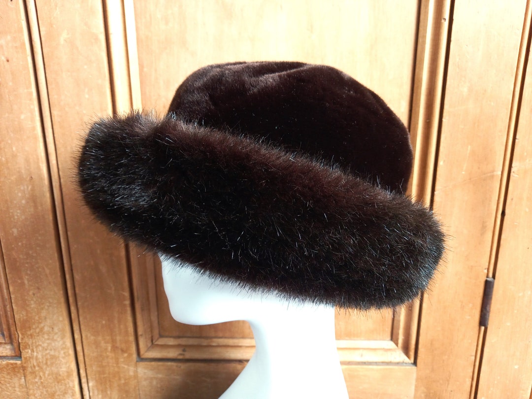 Vintage 1980s 1990s Austin Reed Faux Fur Hat Winter Hat Chocolate Brown ...