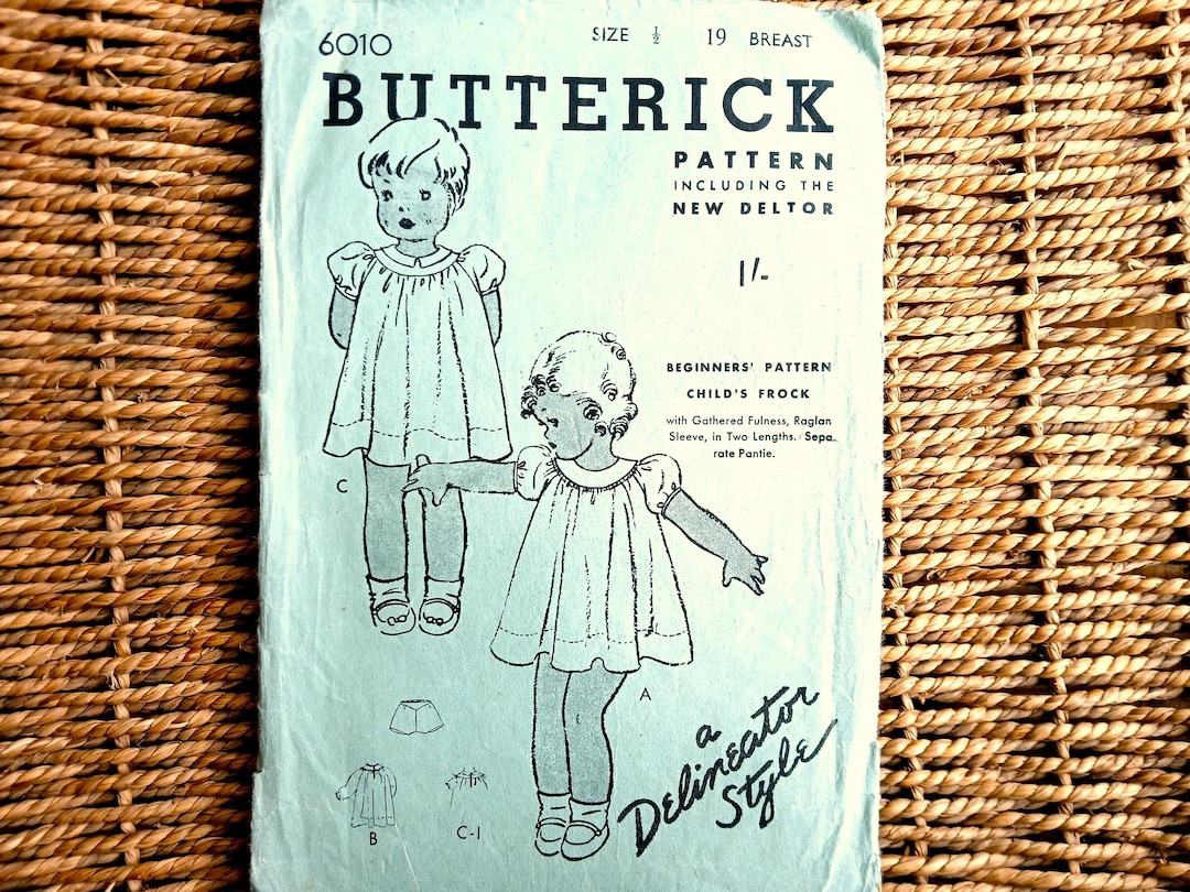 Rare Vintage 1940s Butterick Delineator Style Sewing Pattern 6010 ...