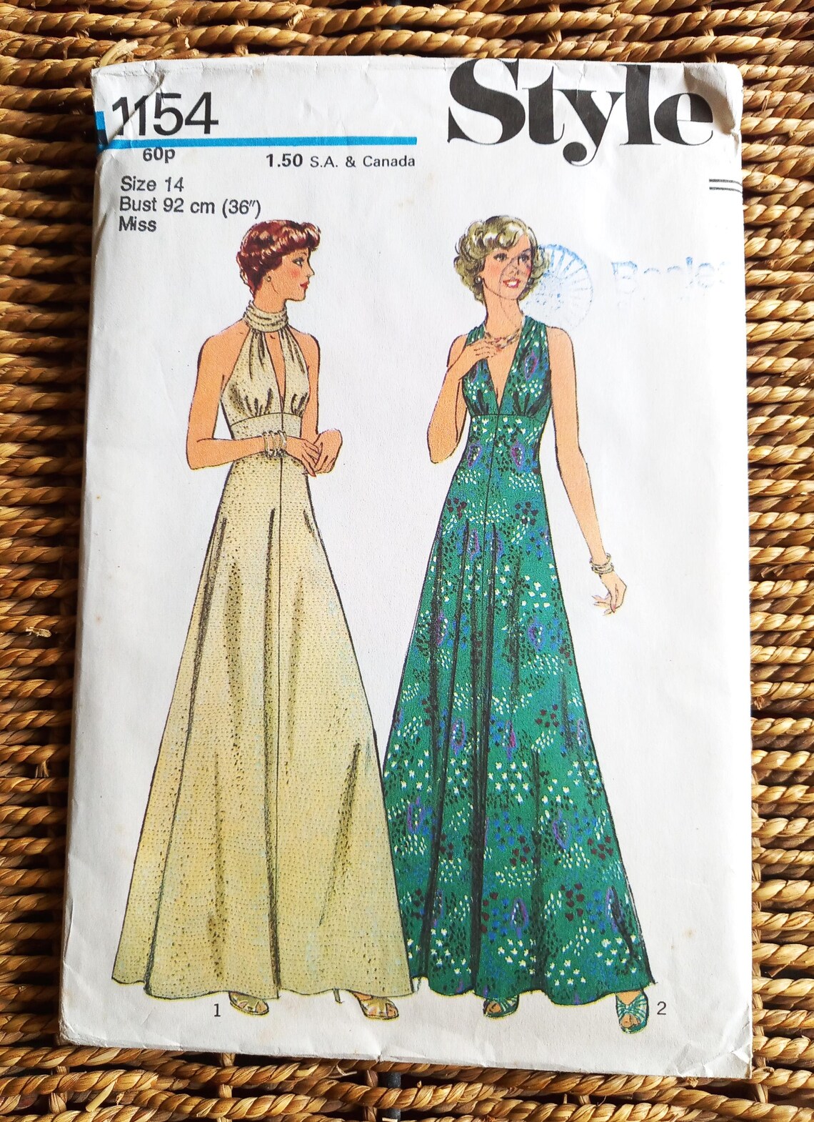 1970s Style Sewing Pattern 1154 Size 14 Bust 36 Glamorous Long Dress ...