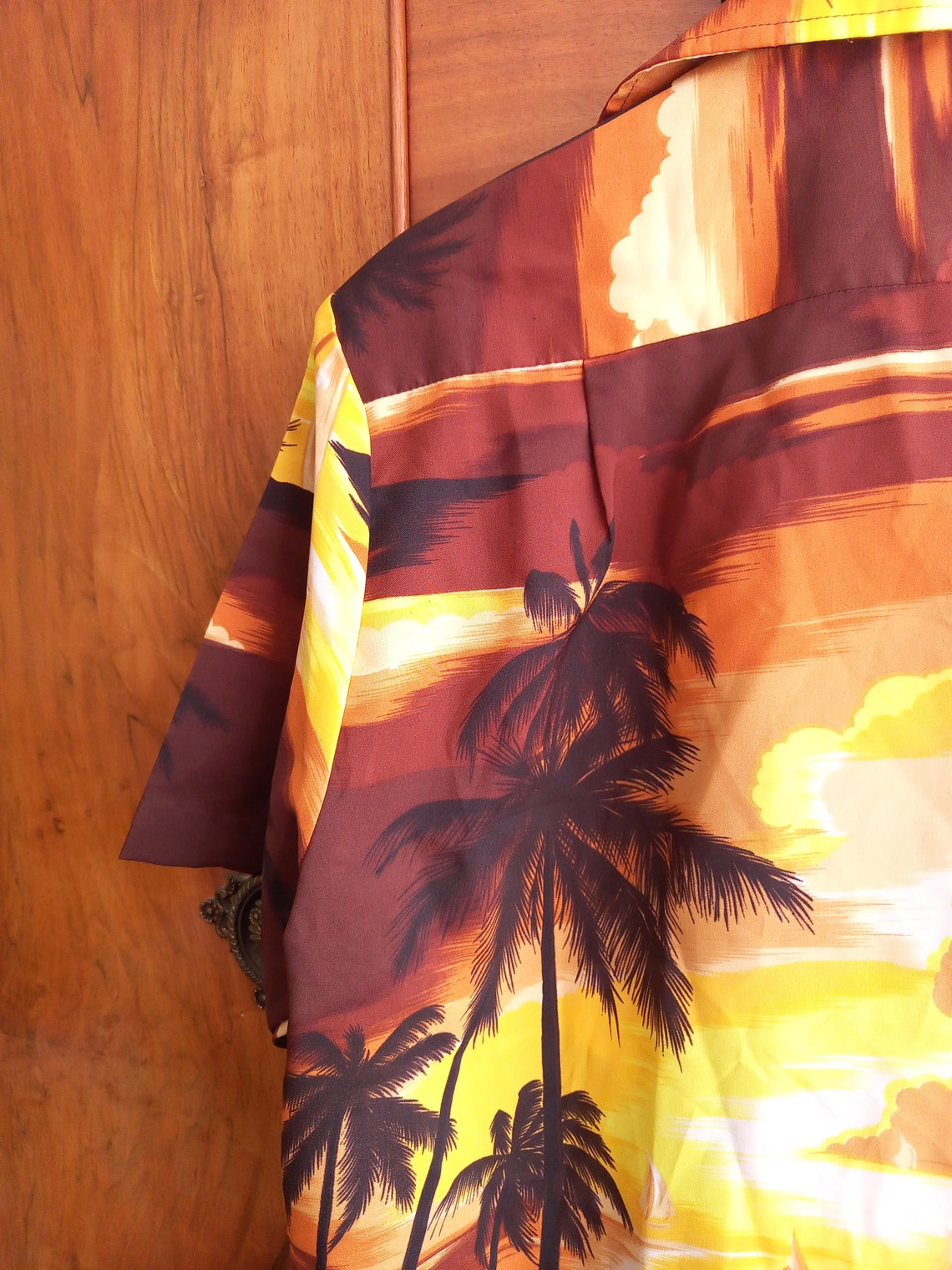 True Vintage 1960s Kai Nani Hawaiian Aloha Shirt Yellow Brown Beach ...