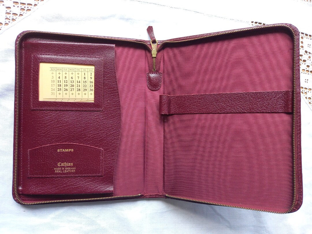 Vintage Retro 1960s 1970s Cathian Burgundy Leather Writing Case in ...