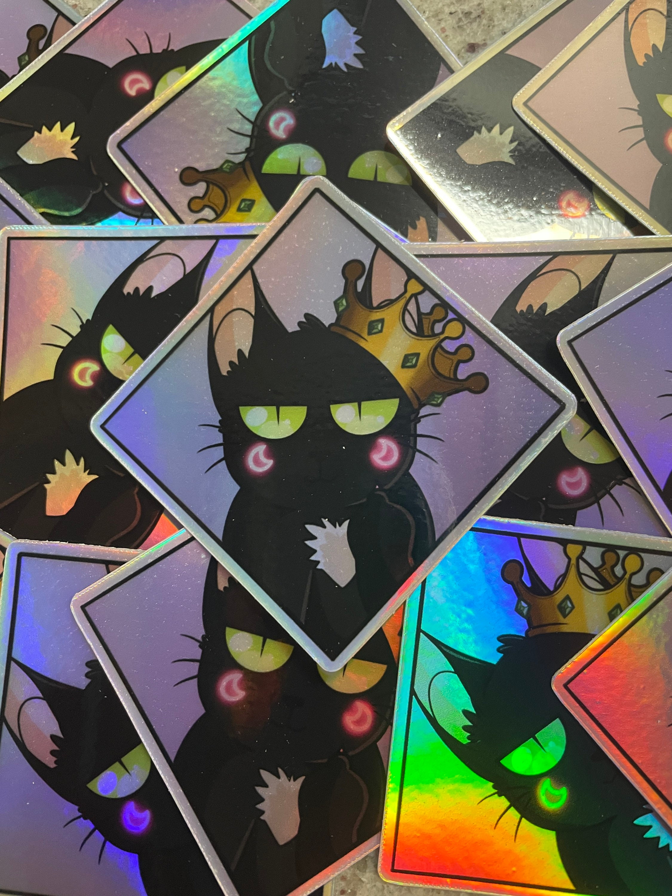 Cat Flipping the Bird Holo Sticker Die-cut Vinyl Sticker 3 Inches ...