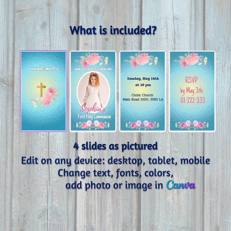 First Holy Communion Video Invitation With Photo, Baptism Invitation - Etsy