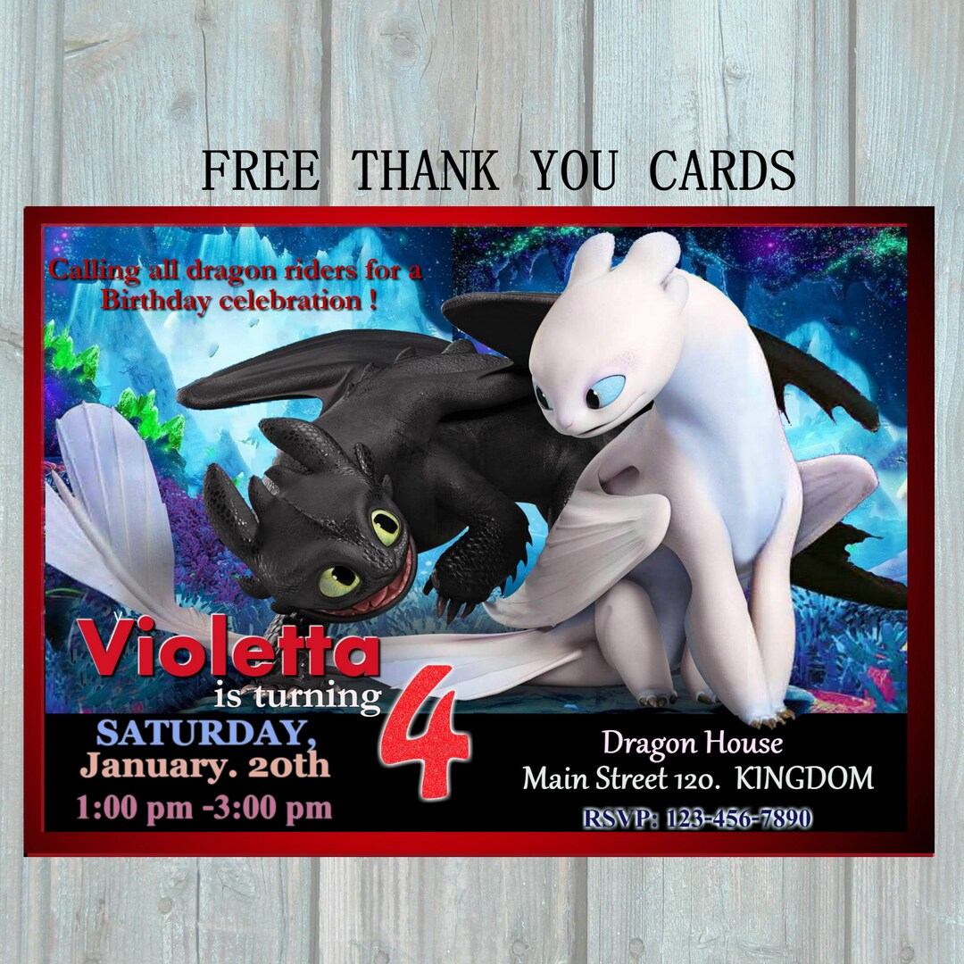 How to Train Your Dragon Birthday Invitation, Thank You Cards - Etsy