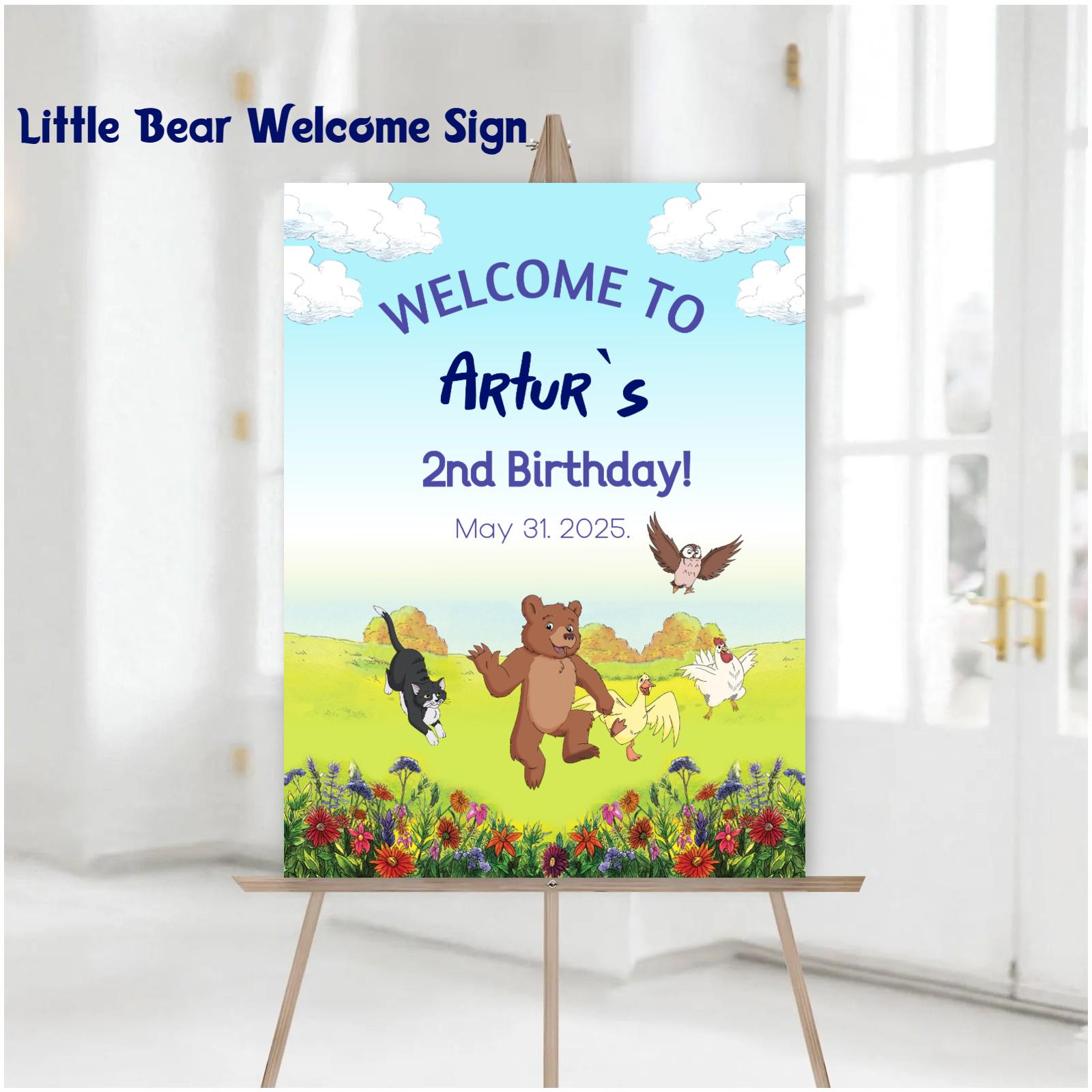 Little Bear Toddler Birthday Party Welcome Sign, Welcome Banner, Poster ...