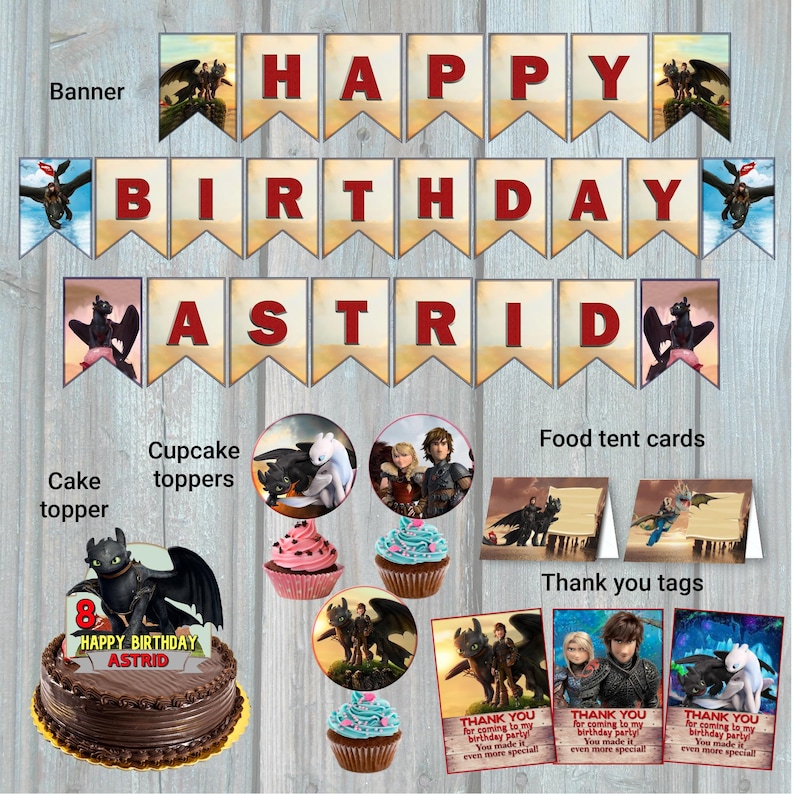 How Train Your Dragon Birthday Package, Toothless Set of Birthday ...