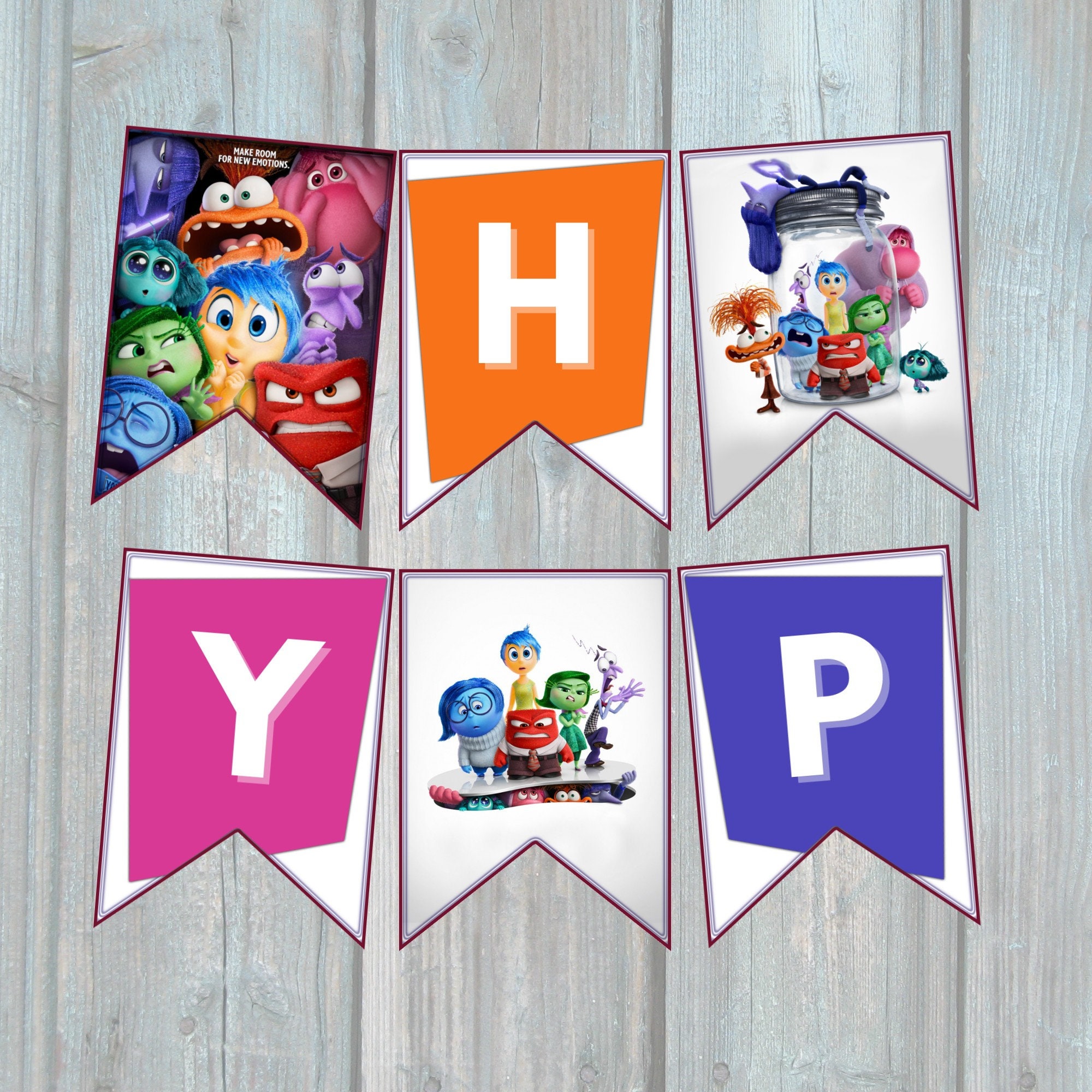 Inside Out 2 Birthday Package, Set of Birthday Banner, Invitation ...
