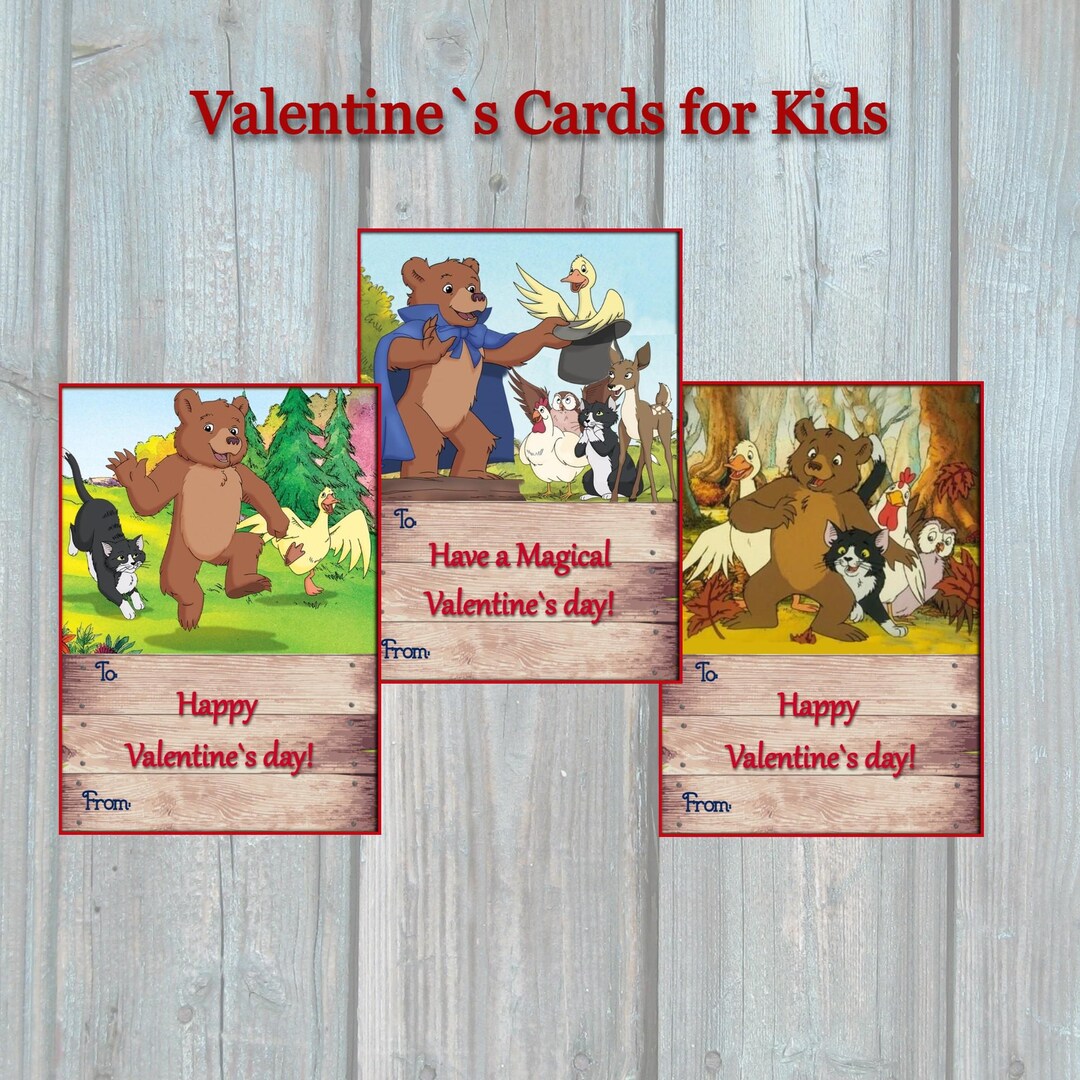 Little Bear Valentines Cards for Kids, Valentine Tag Kindergarten Gift ...