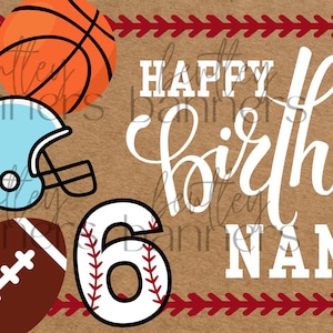 Sports Birthday Banner – CANVA PRO- Editable Canva Template | Digital ...