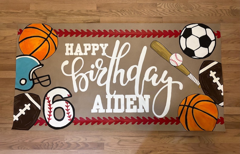 Sports Birthday Banner – CANVA PRO- Editable Canva Template | Digital ...