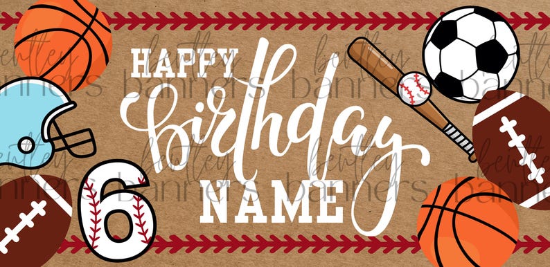 Sports Birthday Banner – Editable Canva Template | Digital Download ...