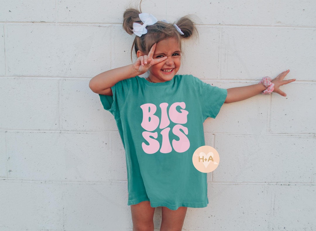 Retro Big Sis Comfort Colors Shirt, Toddler and Youth Big Sister Shirt ...