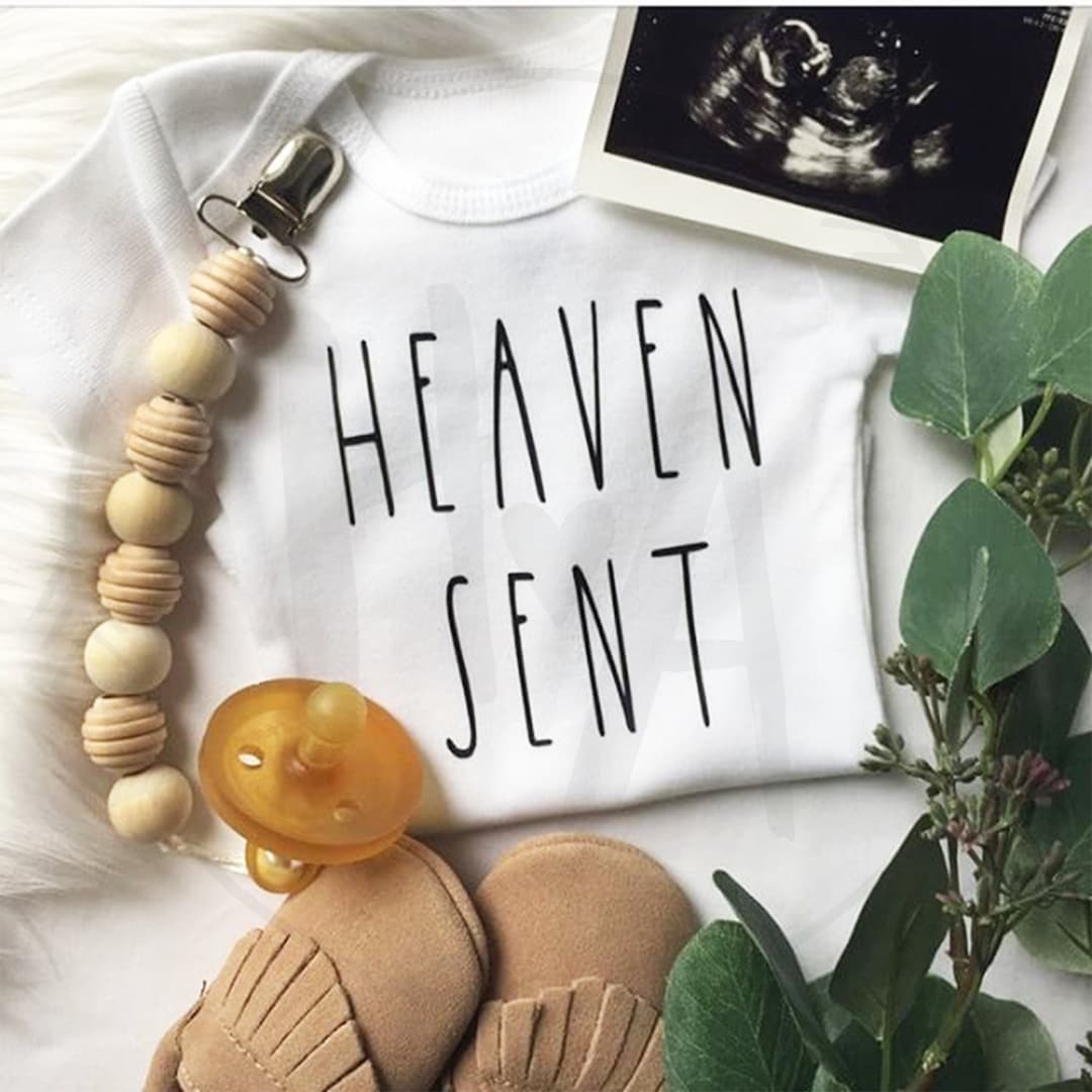 Heaven Sent Baby Announcement Onesie® / Bodysuit / Pregnancy ...