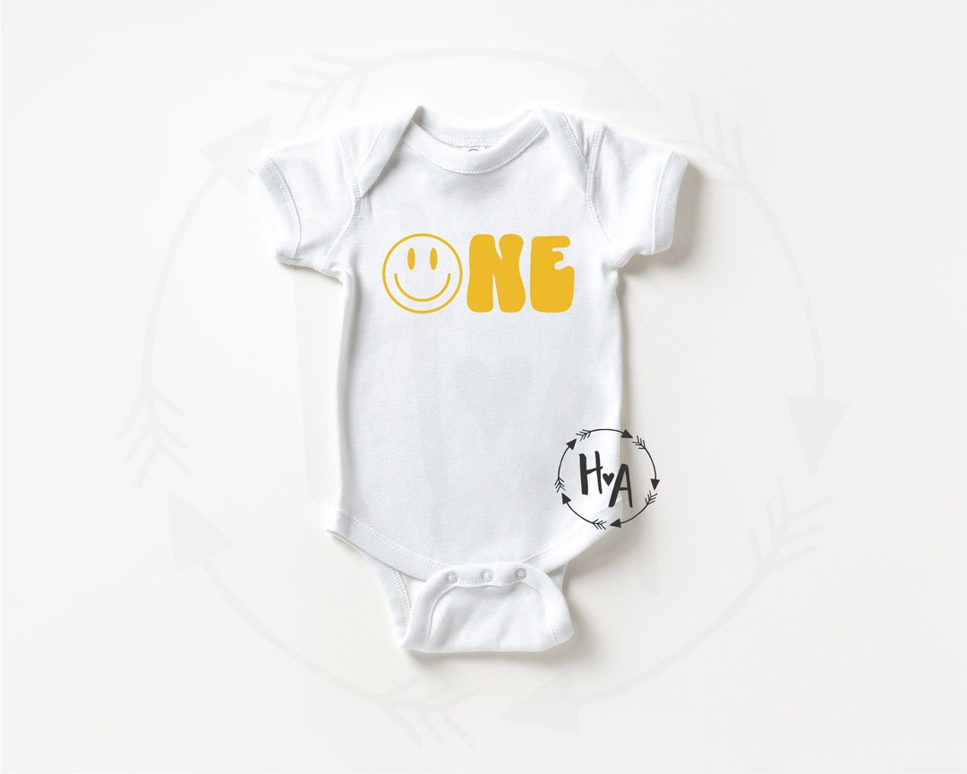 Retro First Birthday Onesie®, Smiley Face Birthday Onsie®, Happy One ...
