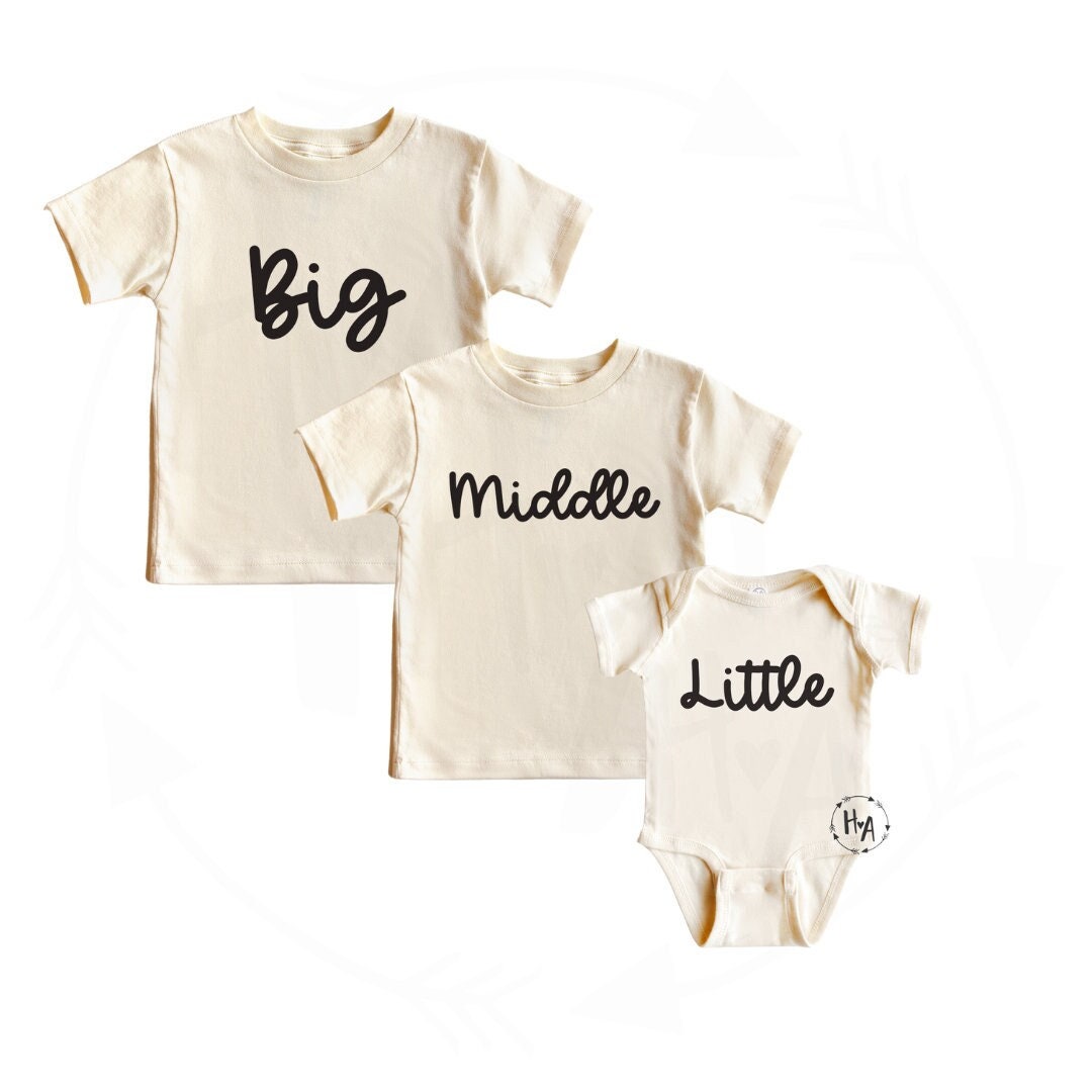 Big Middle Little Sibling Shirts, Matching Sibling Announcement Shirts ...