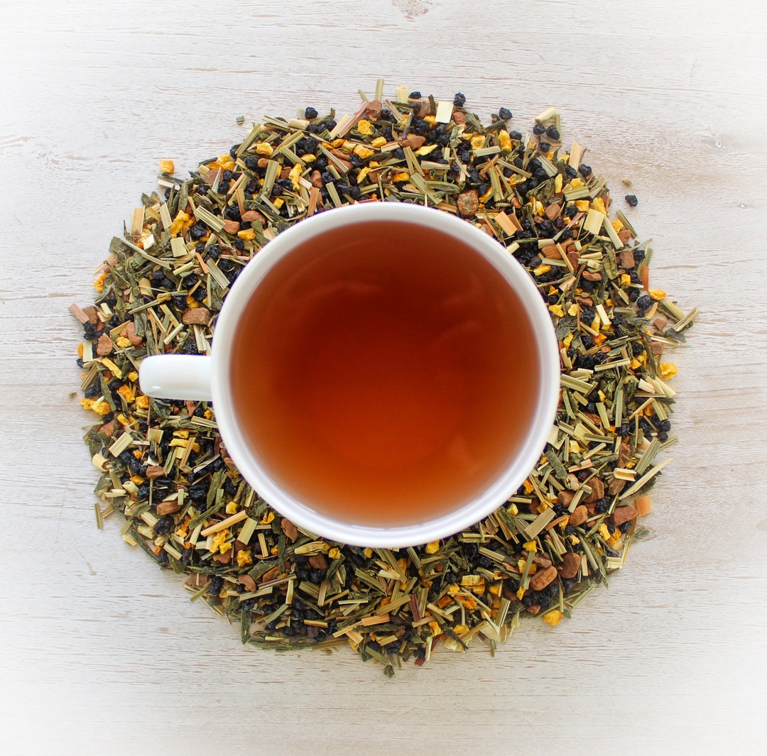 Greenberry Organic Loose Leaf Tea Green Tea & Elderberry Lightly ...
