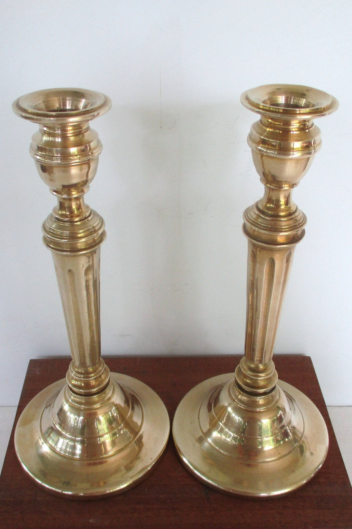 Vintage Large Candlesticks2 Heavy Brass Candle Holders Solid | Etsy