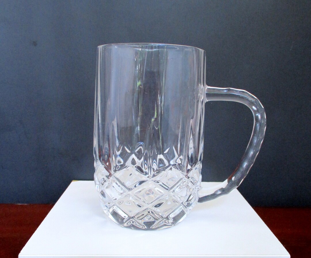 Vintage Crystal Beer Mug,14 Oz Cut Glass With Handle,/5.25" H/ - Etsy