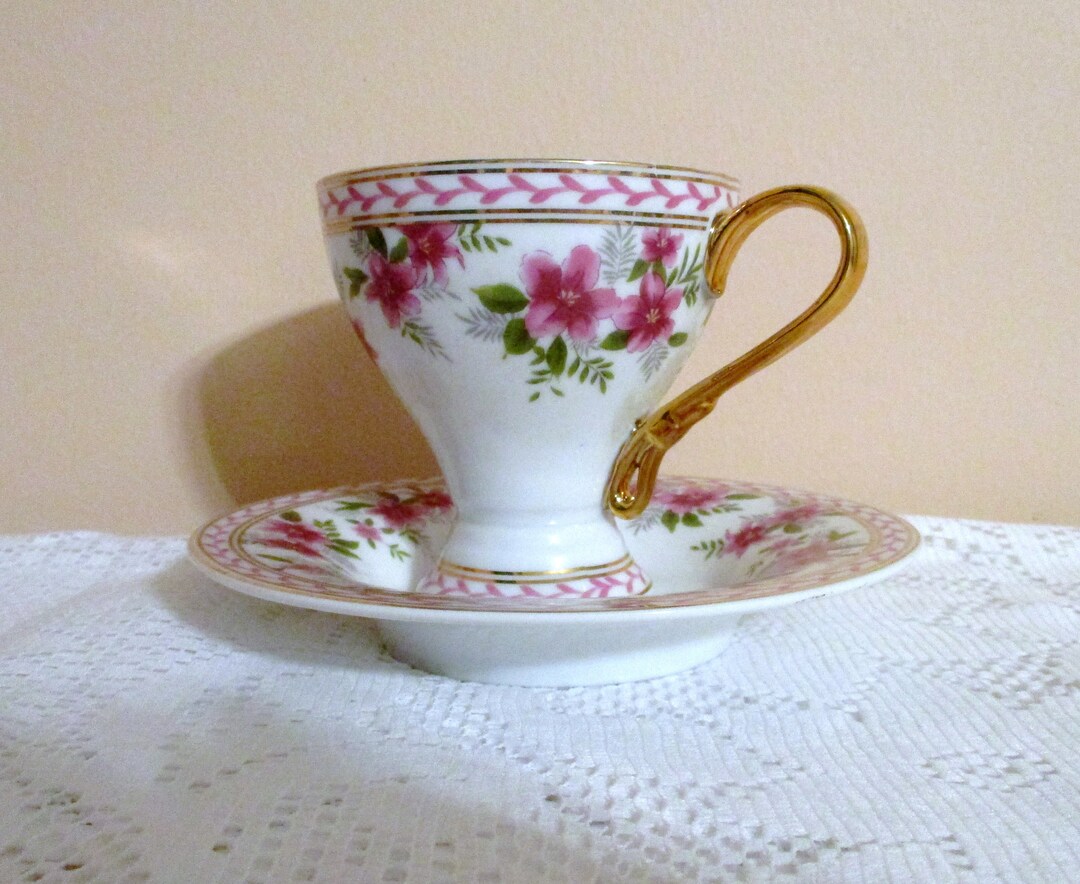 Vintage Nantucket Home Porcelain Tea Cup and Saucer,gold Handle and Rim ...
