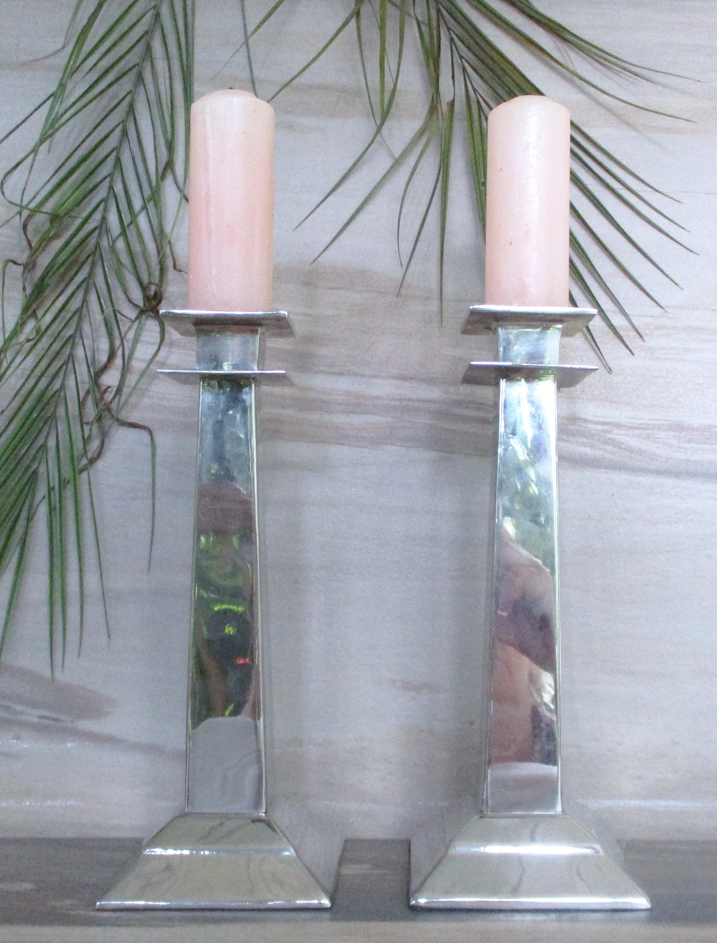 Vintage 2 Silver Metal Column Style Candlestick 9 T | Etsy