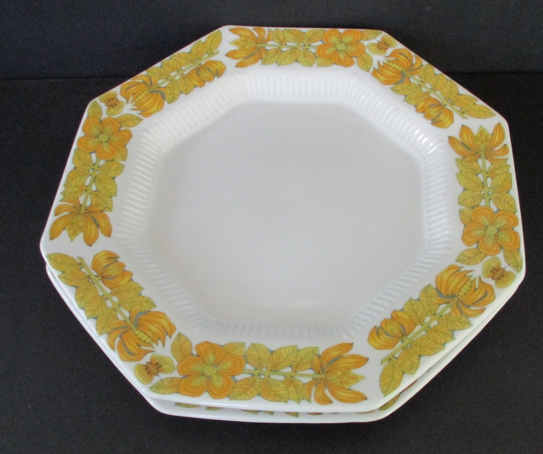 Vintage 2 Ceramic Plates,octagonal Shape 11",10.75"dinner Plates ...