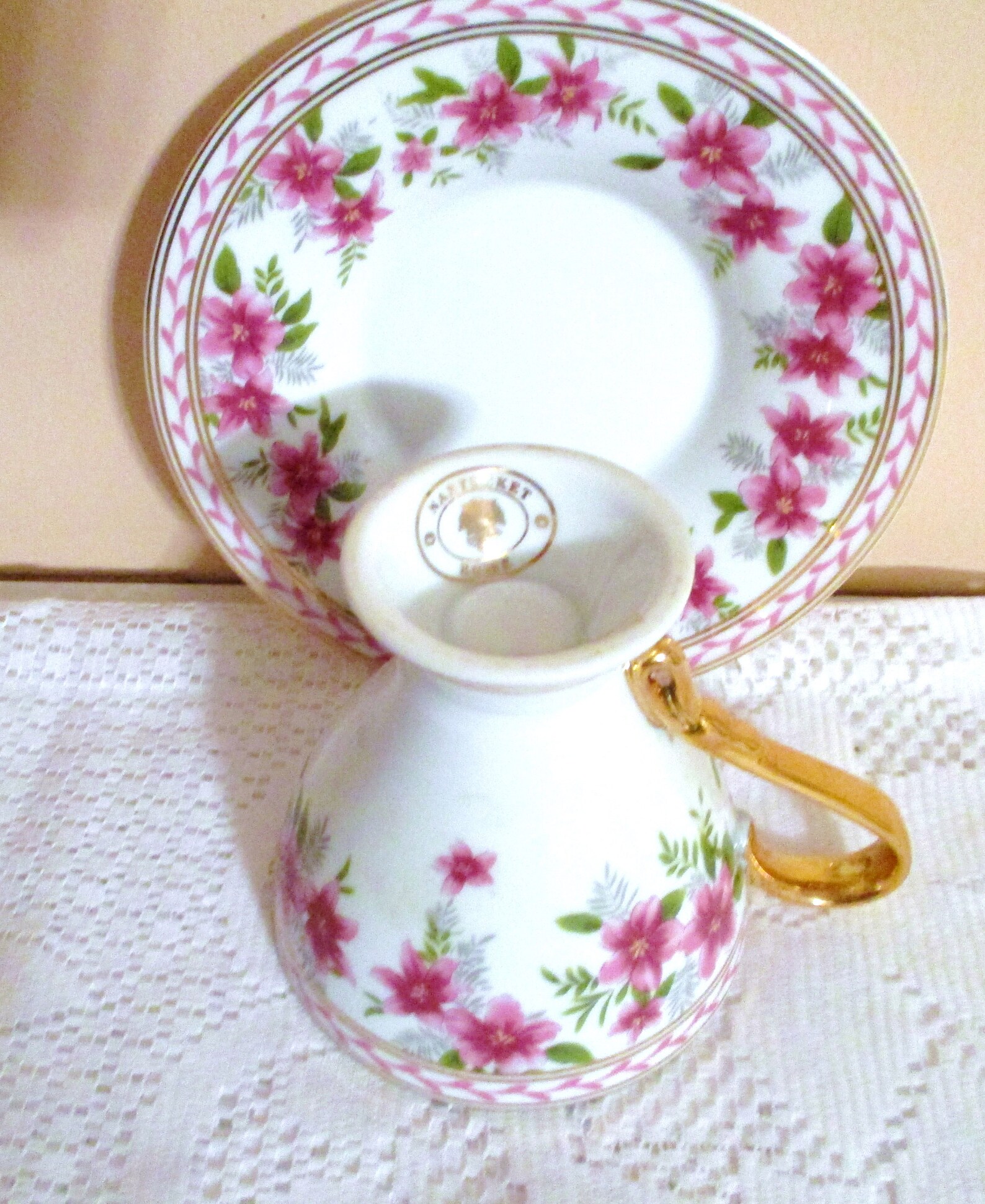 Vintage Nantucket Home Porcelain Tea Cup and Saucer,gold Handle and Rim ...