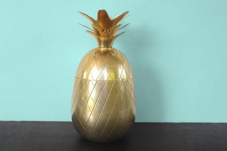 Vintage Solid Brass Pineapple Container 8 Brass | Etsy