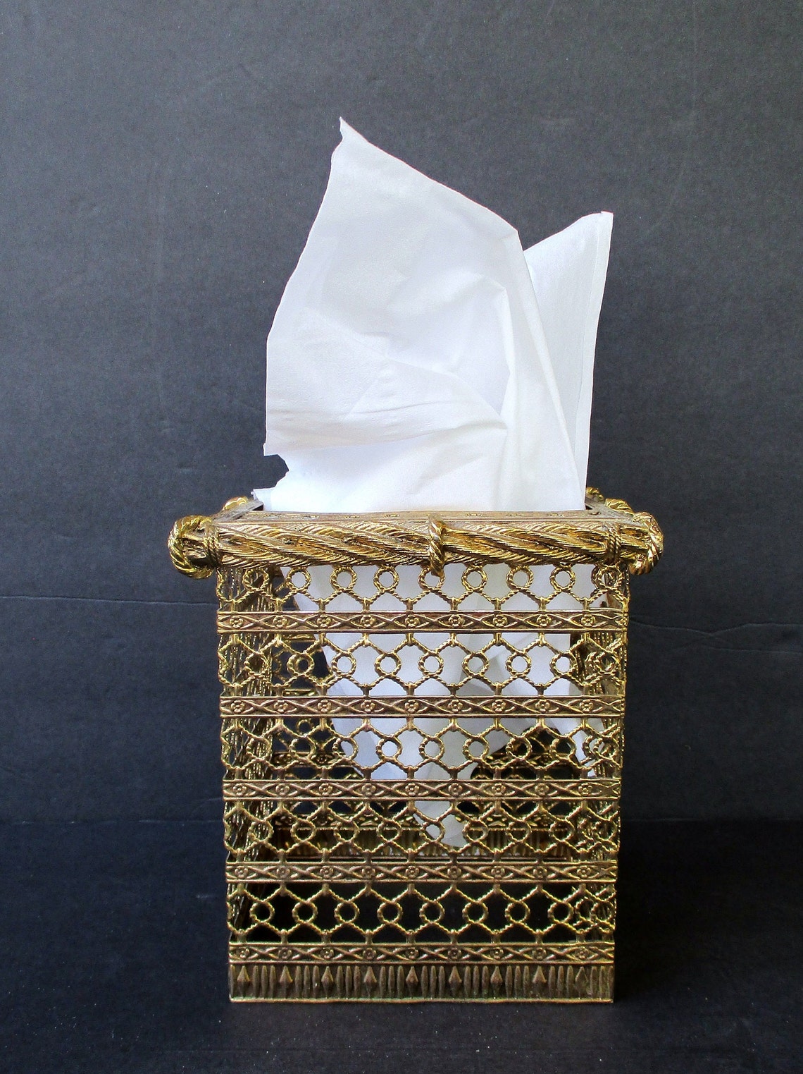 Vintage Gold Metal Square Tissue Holder Box,elegant Gold Toned Brass ...