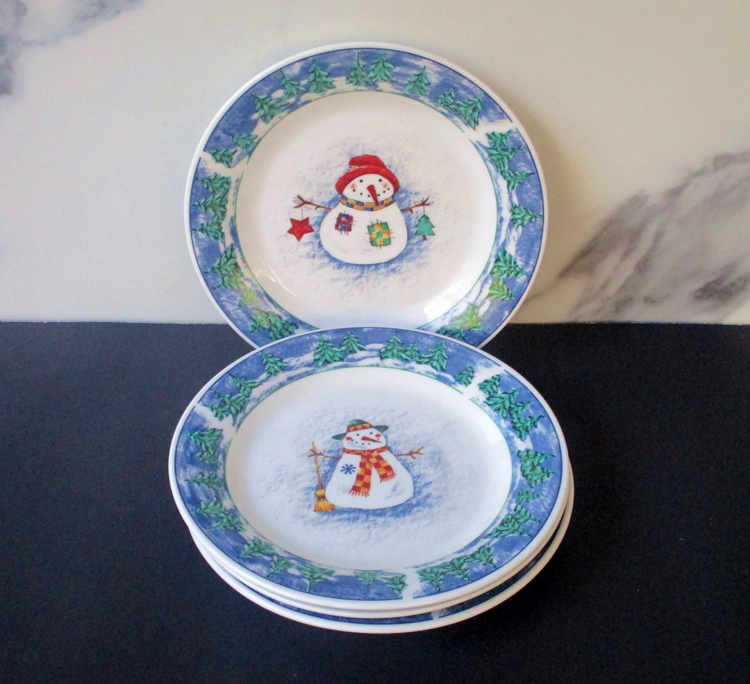 Vintage 4 Dessert Plates,casual Dinner 7"d Plates,"frosty Friends ...
