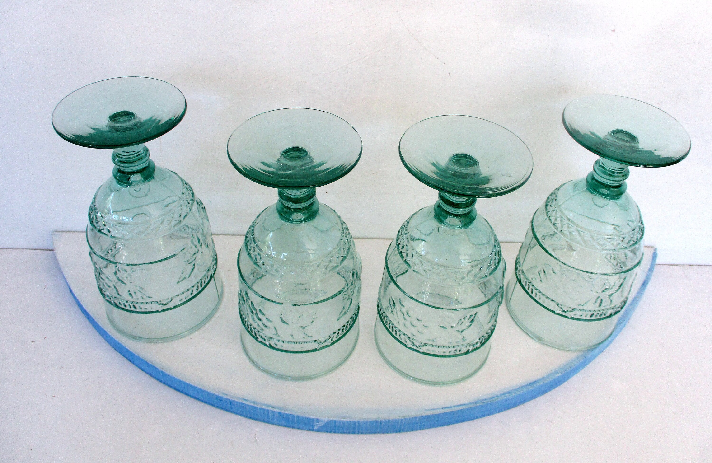 Vintage Glass Goblets675 H Light Green Wine Goblest4 Etsy