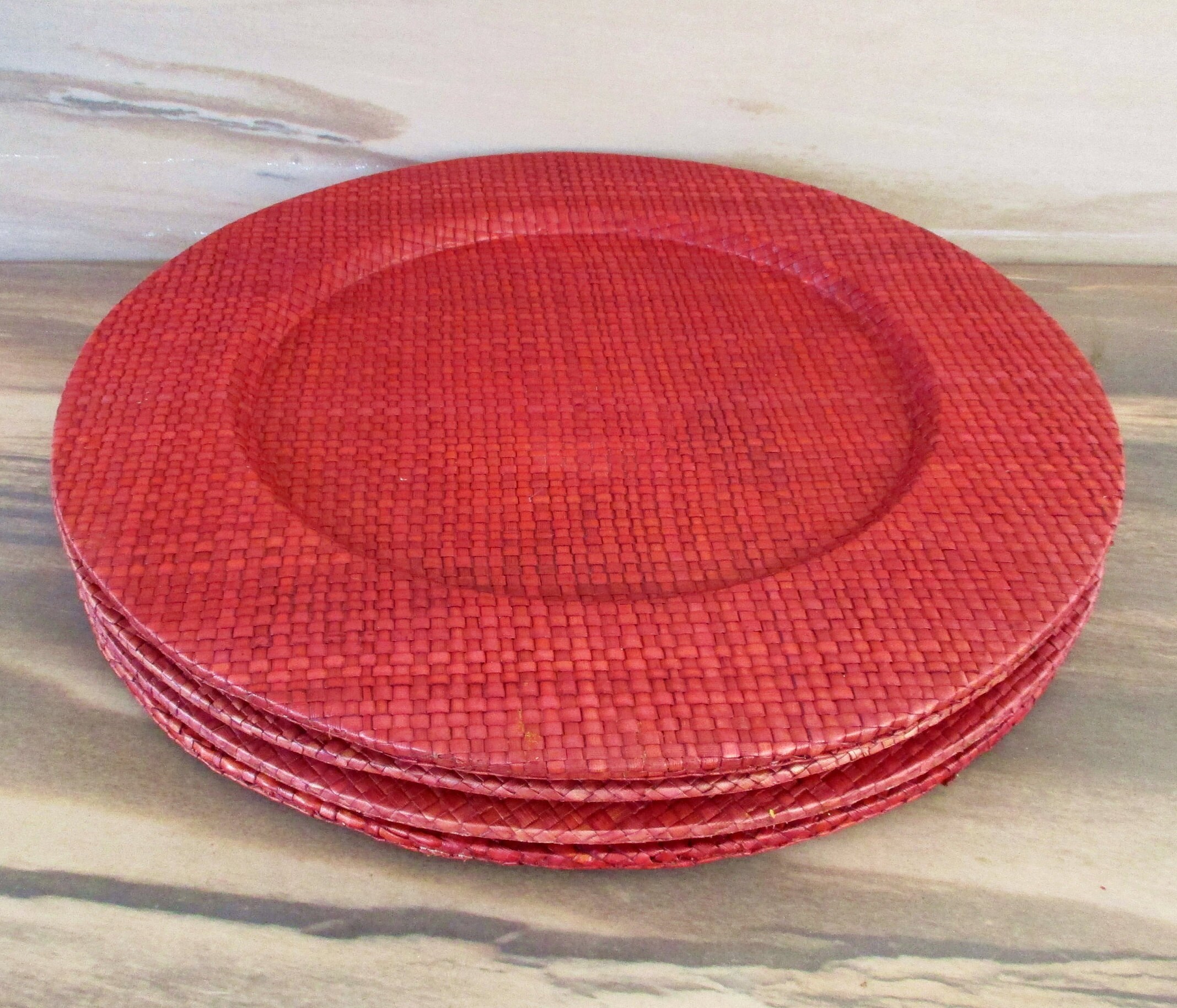 Vintage Chargers Plates13 Red Sienna Chargers 4 Large | Etsy