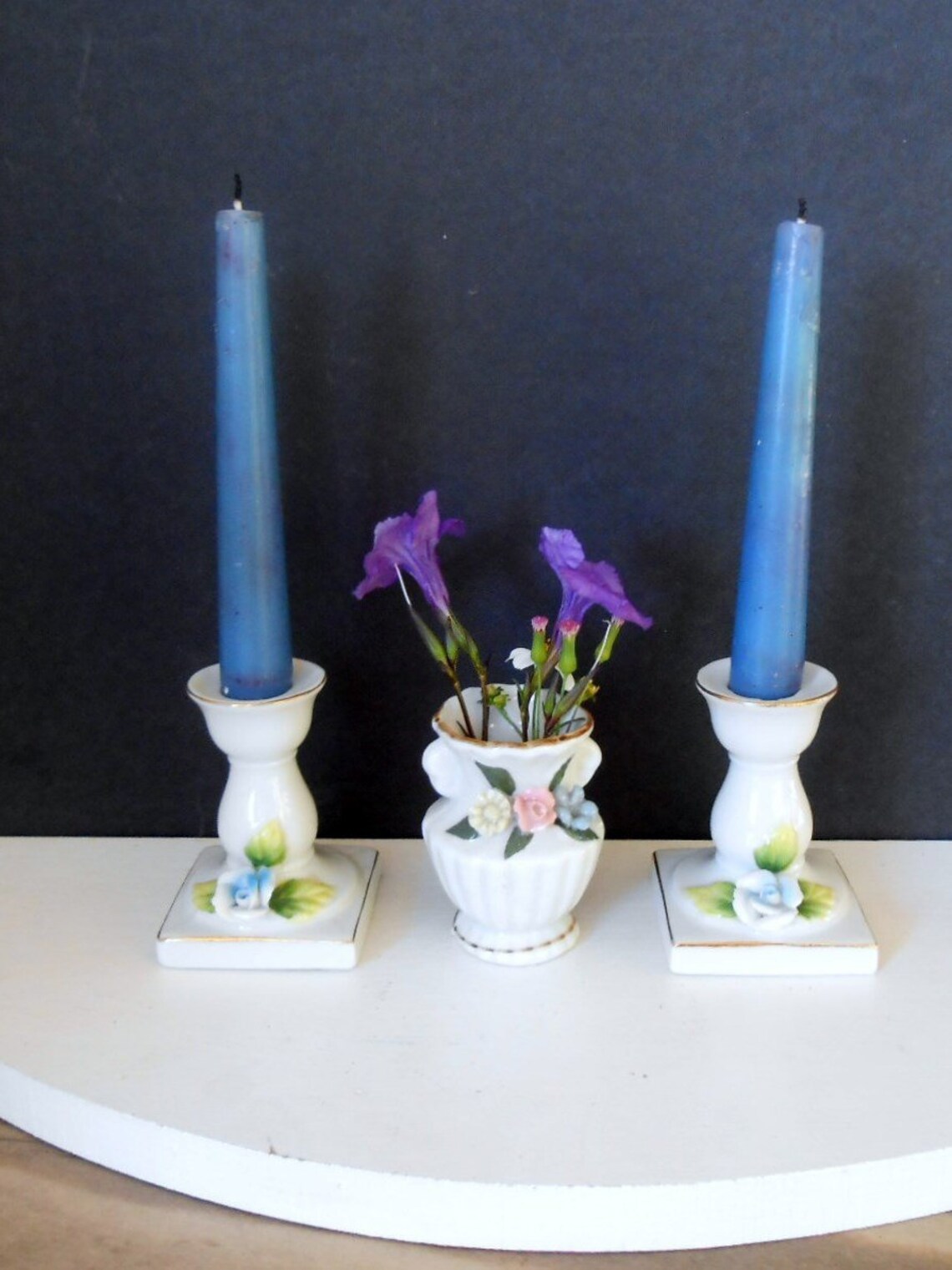 Small Porcelain Candlesticks and Mini Vasewhite Ceramic - Etsy