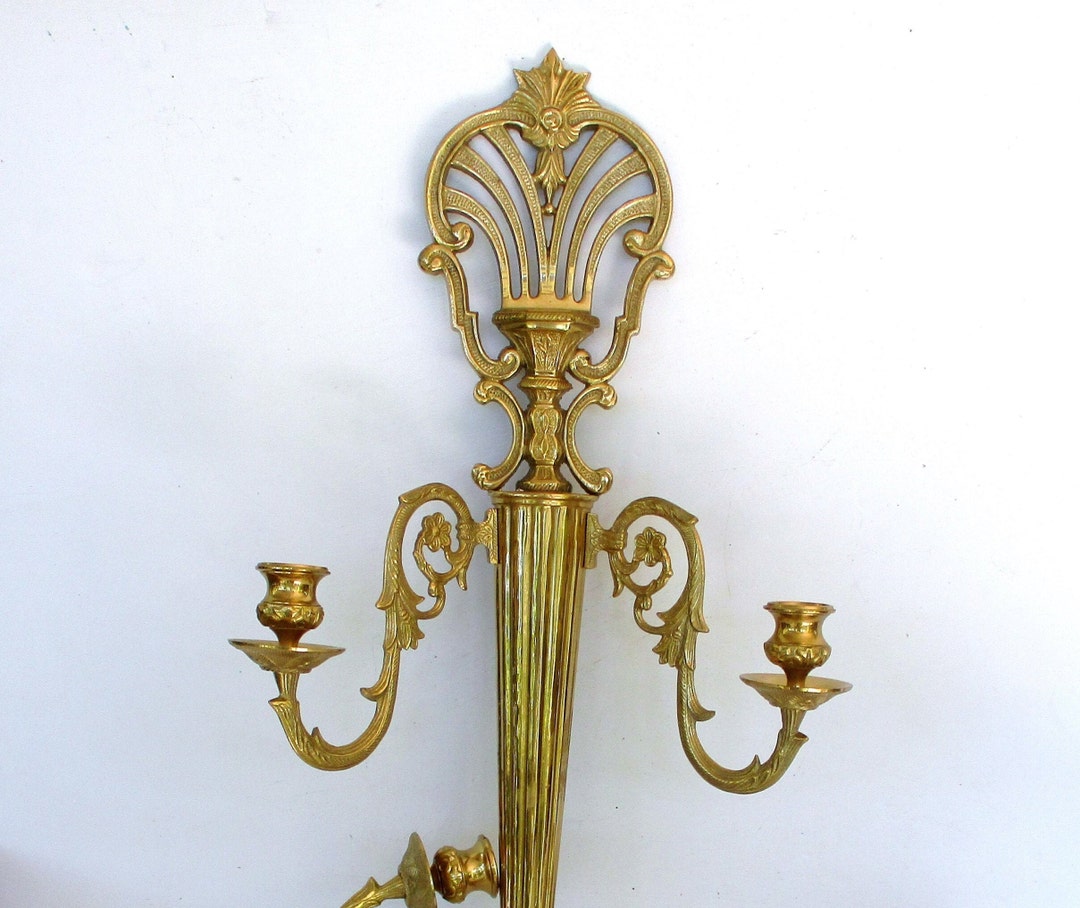Vintage Solid Brass Sconce,art Casters Brass Wall Candle Sconce, Heavy ...