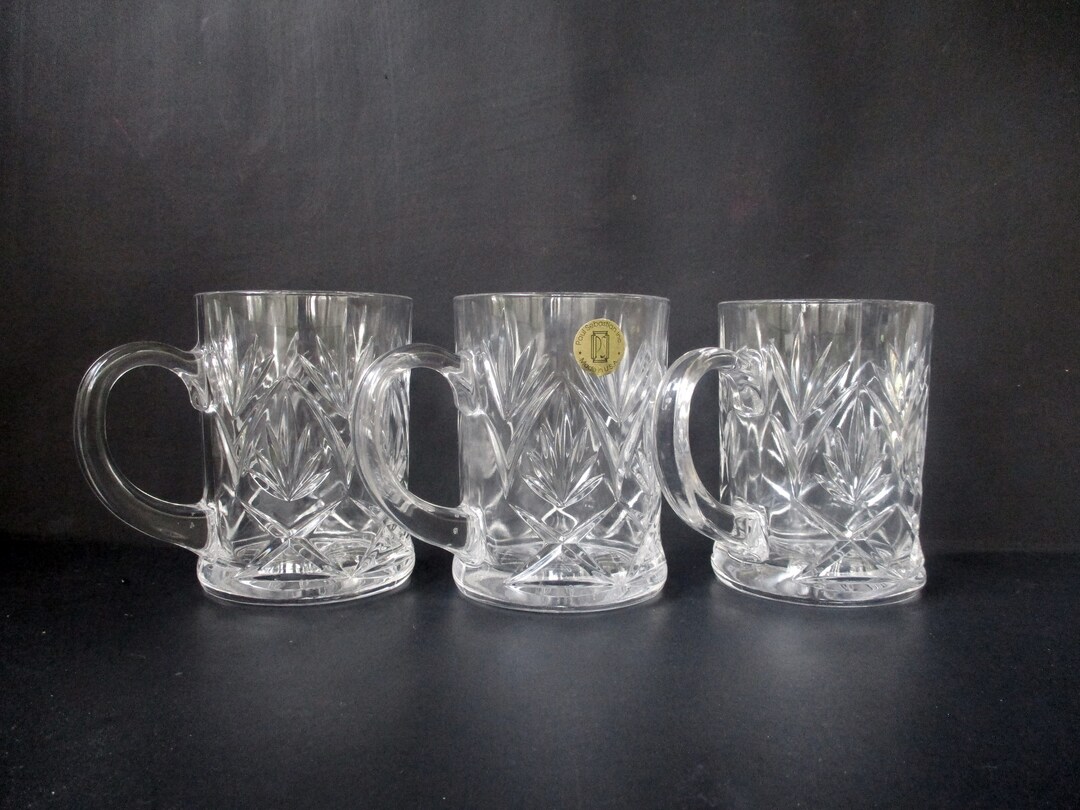 Vintage Set of 3 Paul Sebastian Inc,crystal Cut Handled Mugs,12oz Ice ...