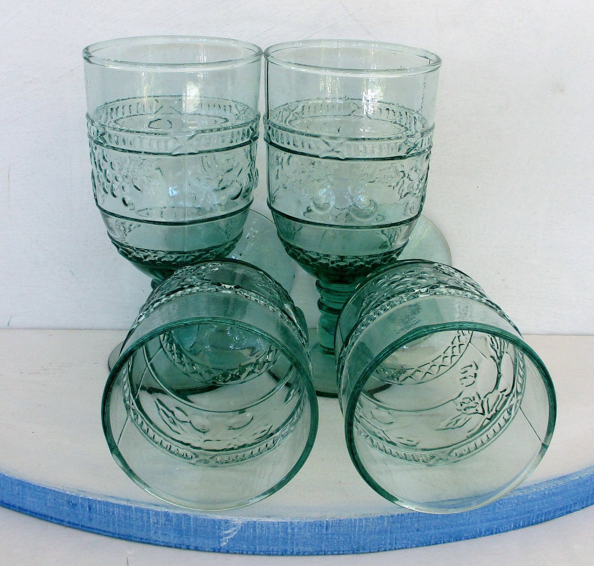 Vintage Glass Goblets6.75 H Light Green Wine Goblest4 - Etsy