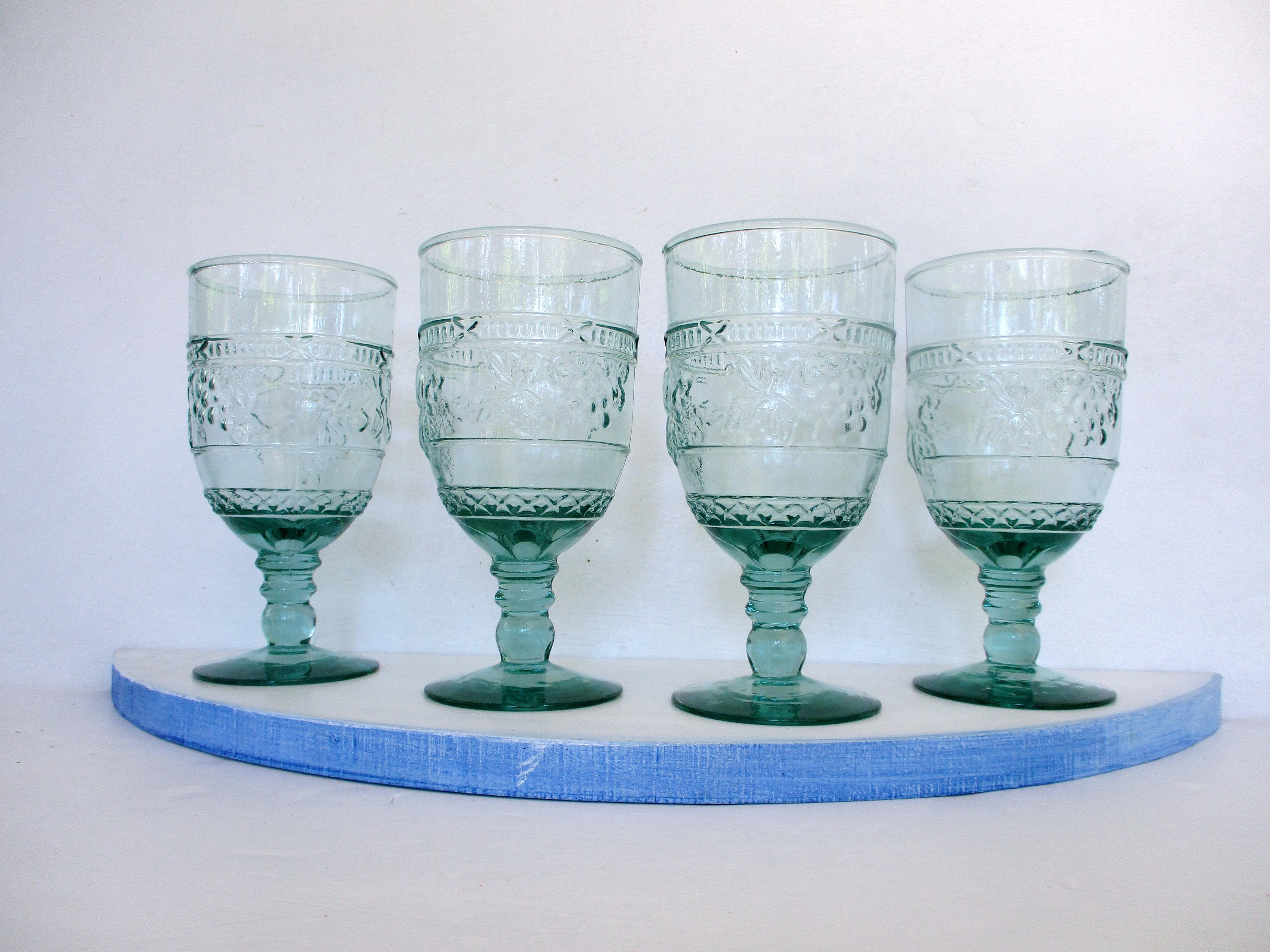 Vintage Glass Goblets6.75 H Light Green Wine Goblest4 - Etsy