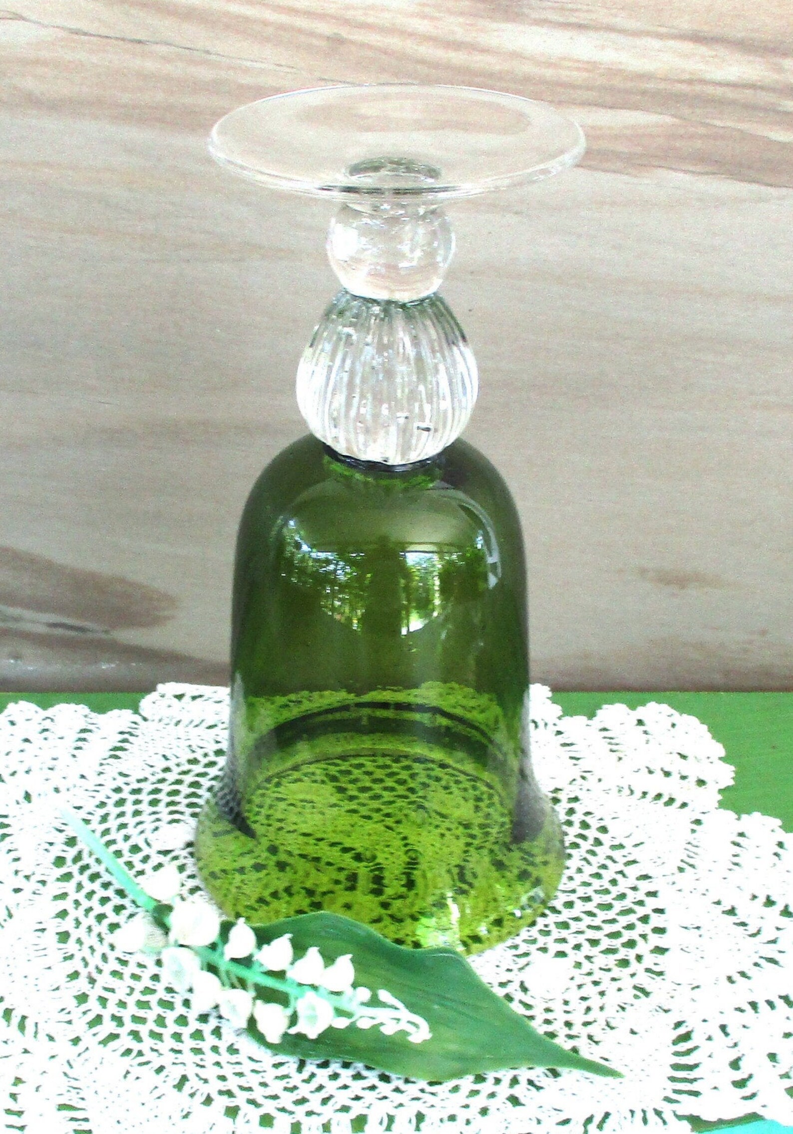 Vintage Green Glass Goblets2 Large Beverages Glasses 7 Etsy