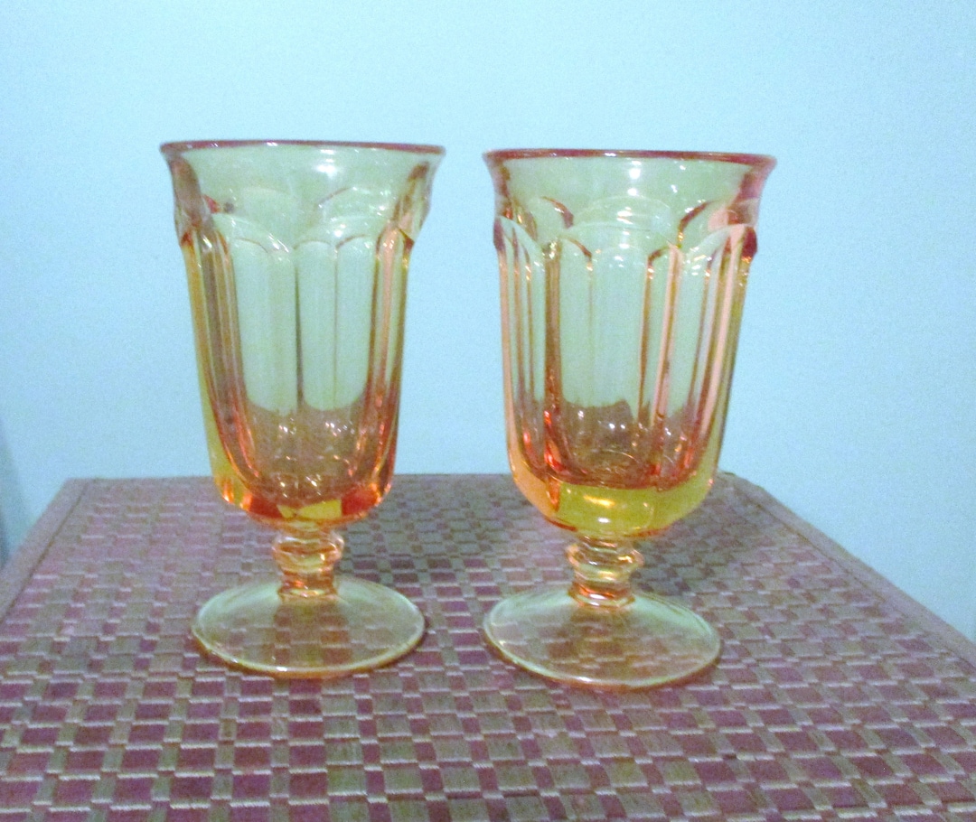 Vintage Set Of4/four/old Williamsburg Bright Yellow Glass Goblets,10 Oz ...