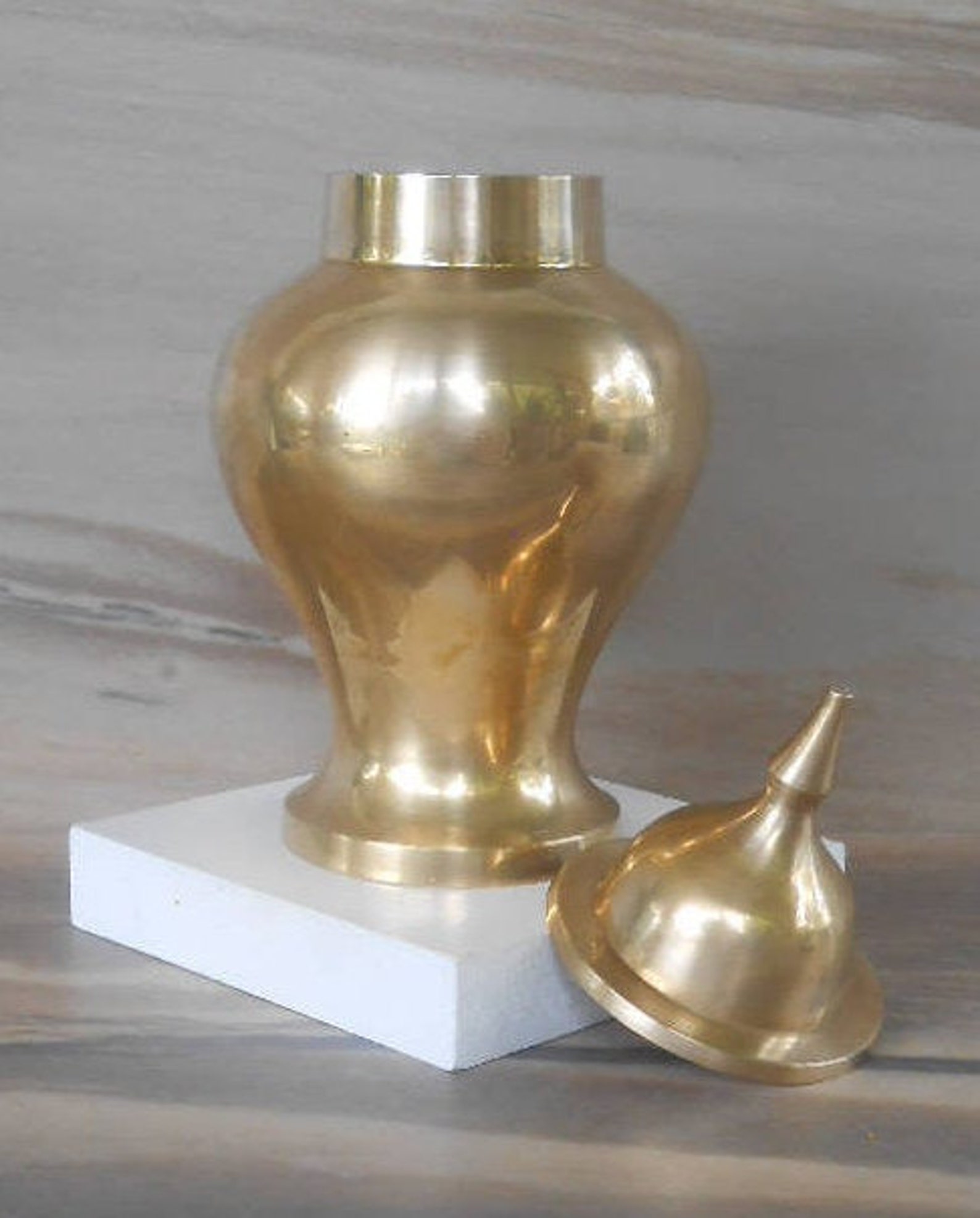 Vintage 8" T Solid Brass Container, Brass Ginger Jar With Lid ,vintage ...