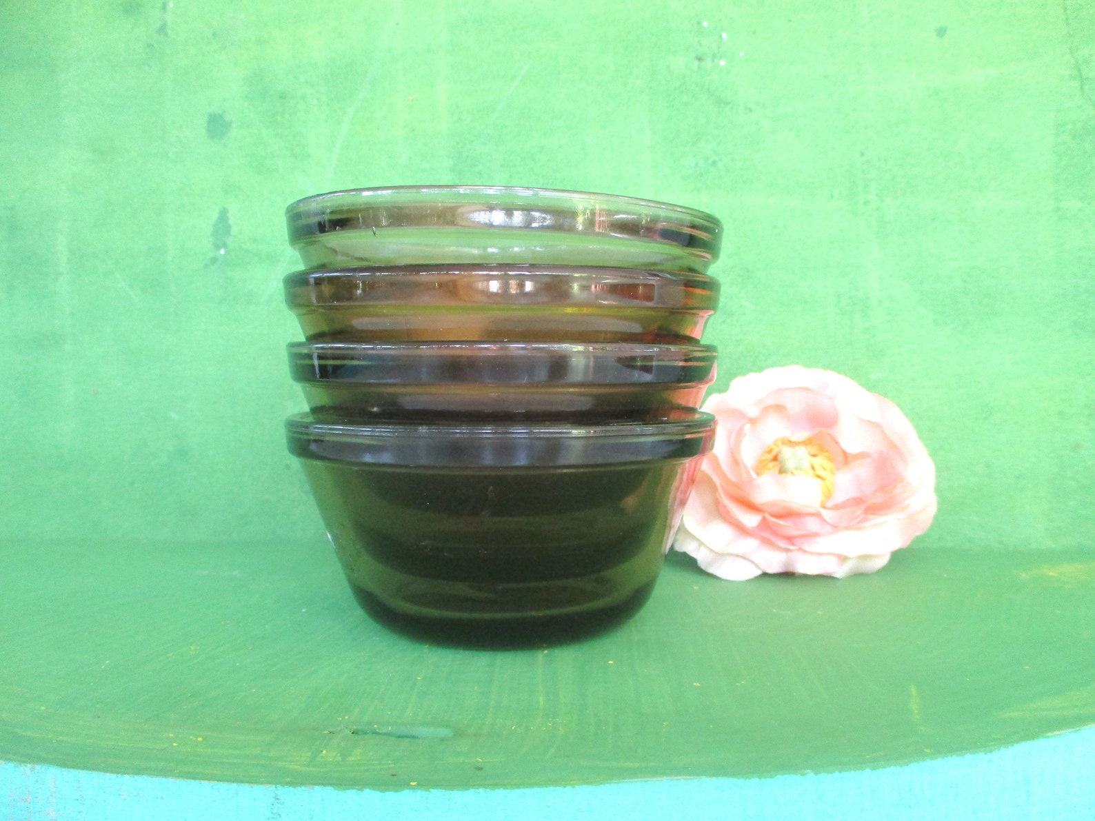 Vintage Custard Bowls, Smoky Amber Glass ,6-ounce Custard Cups, Fruit ...