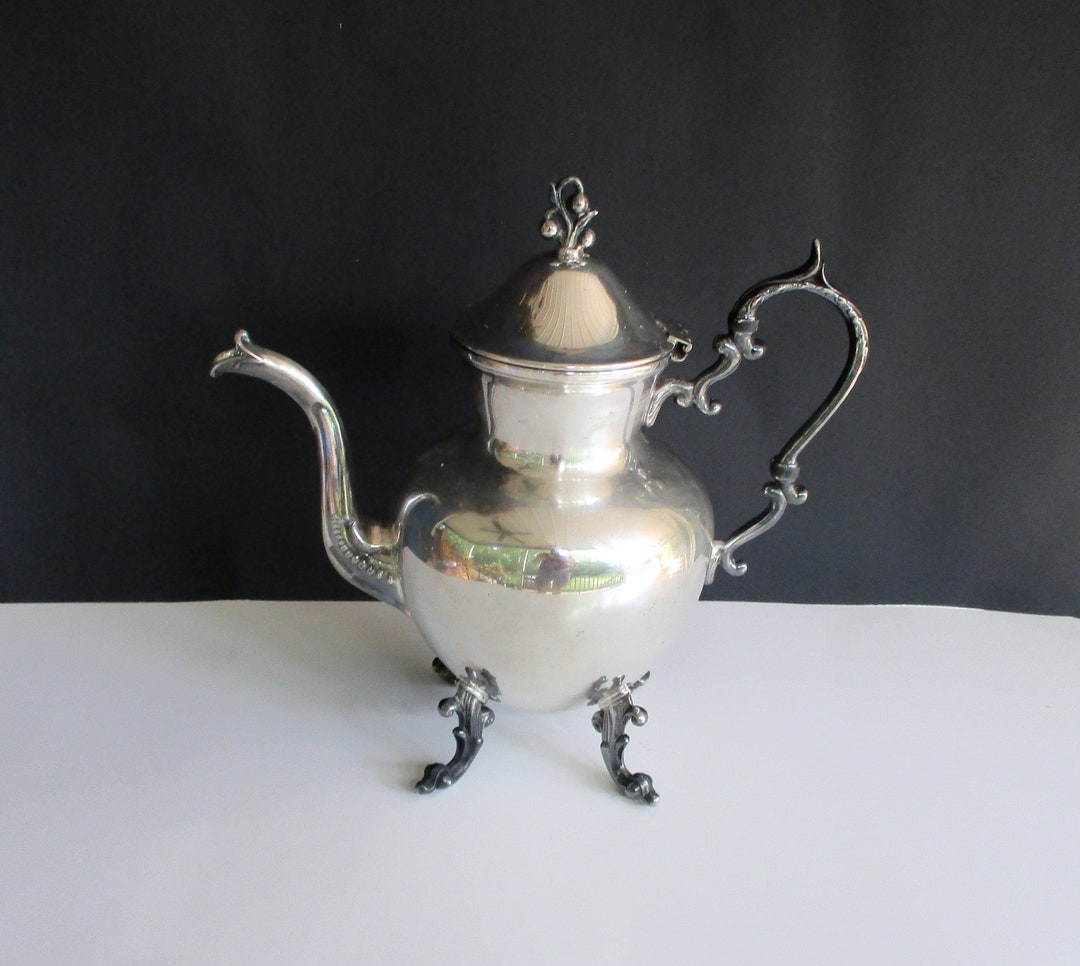 Vintage Silver on Copper Pitcher With Attached Lid,11.5" H Footed ...