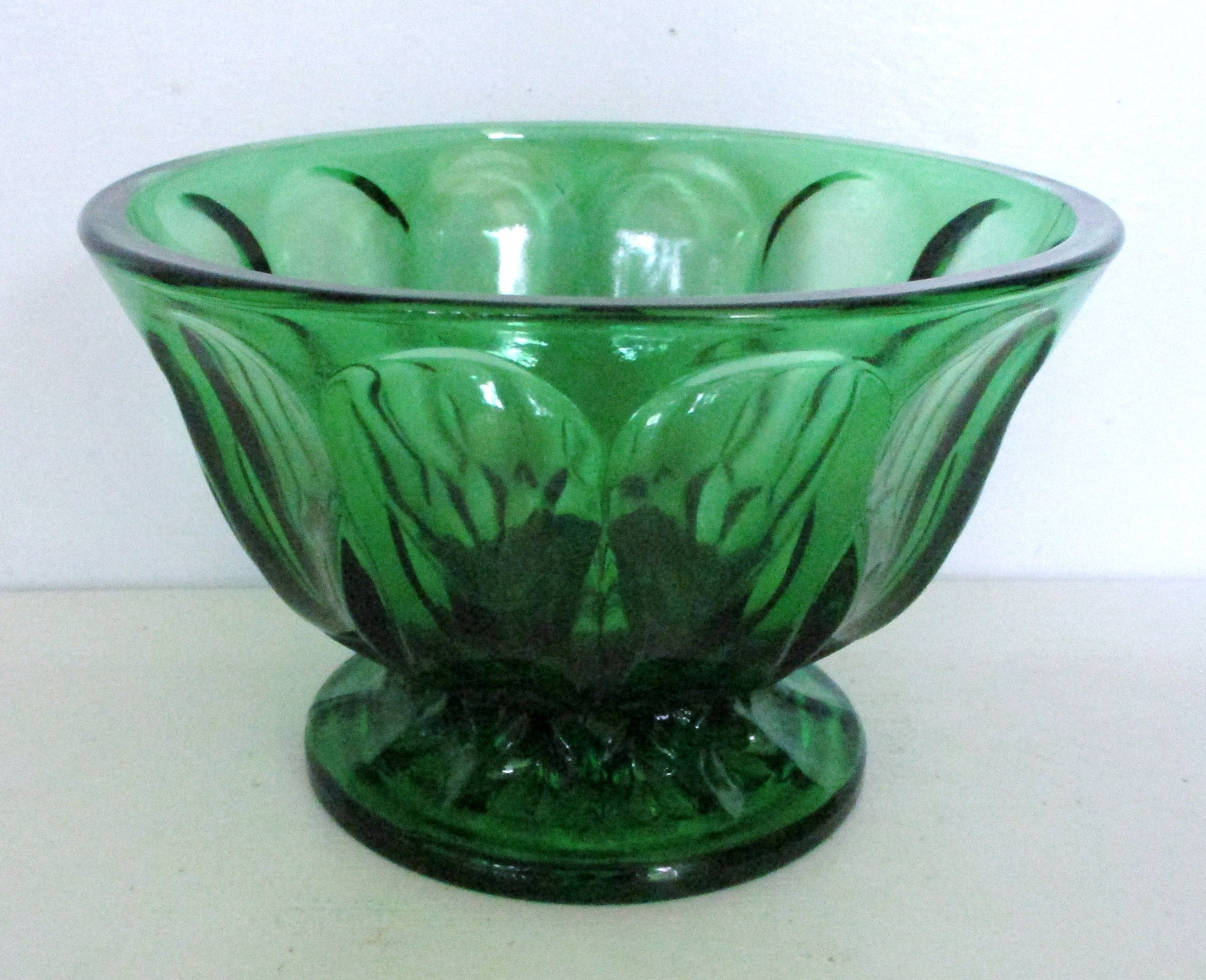 Green Glass Pedestal Bowl
